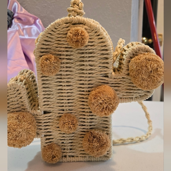 Bags | Cactusshaped Woven Bag With Pom Poms | Poshmark